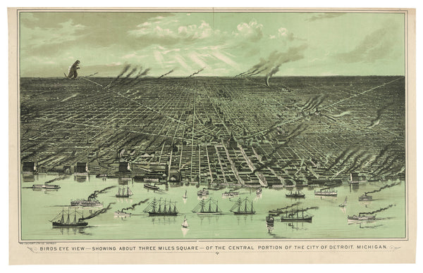 Birds-Eye View of Detroit, Michigan - Alternate Histories